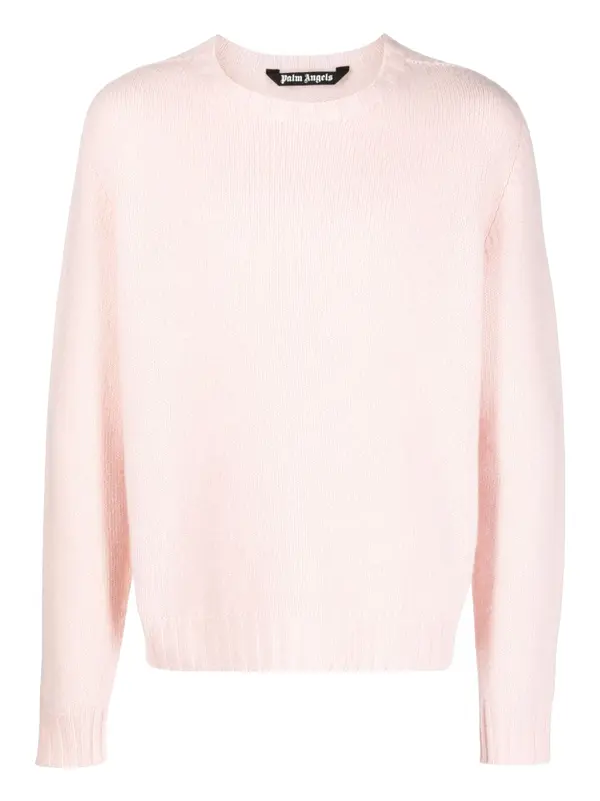Palm Angels Curved-logo Wool-blend Jumper - Pink