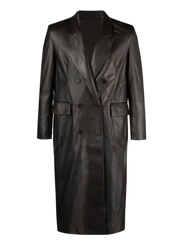 SALVATORE SANTORO Double-breasted Leather Coat - Brown