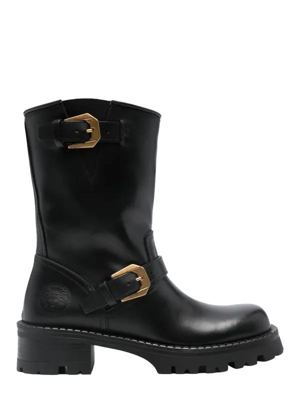 Versace Medusa-embossed Leather Boots - Black