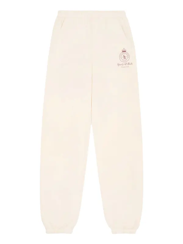 SPORTY & RICH Crown Cotton Trackpants - Neutrals