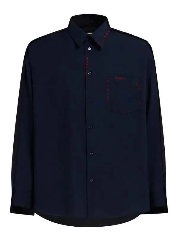 Marni Panelled Virgin-wool Shirt - Blue
