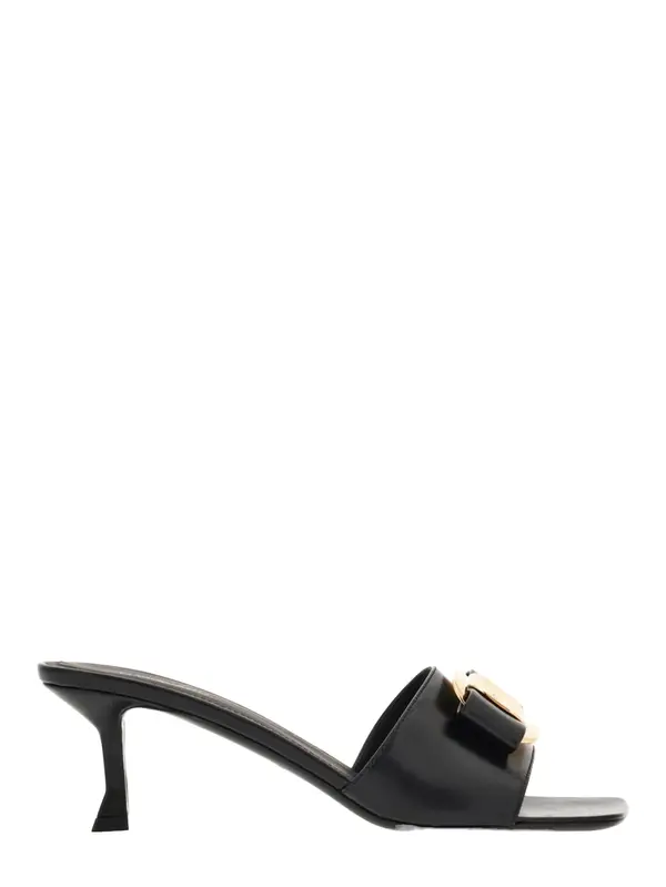 FERRAGAMO 55mm Leather Mules With Bow Detailing - Black