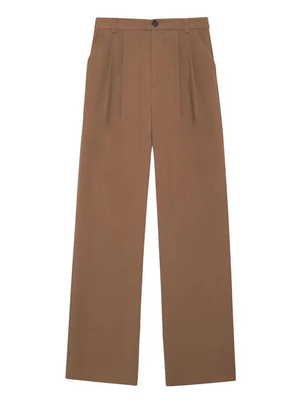 ANINE BING Carrie Pleated Trousers - Brown
