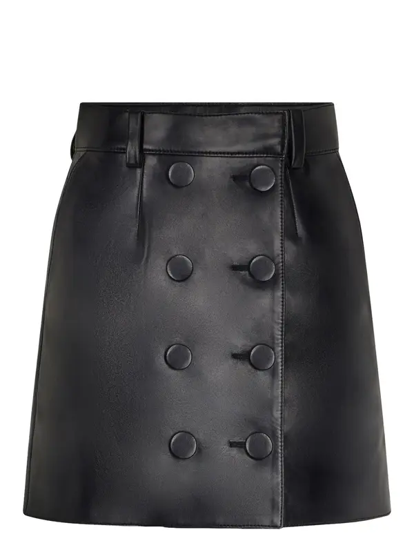 Rabanne Double-buttoned Leather Miniskirt - Black