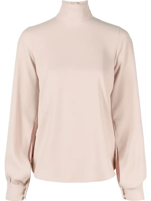 N°21 Puff-sleeves Crepe Blouse - Neutrals