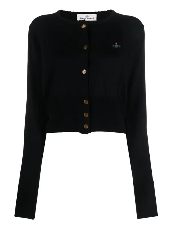 VIVIENNE WESTWOOD Bea Logo-embroidered Cropped Cardigan - Black