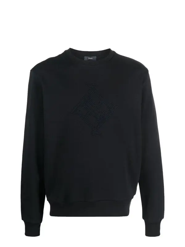 Herno Logo-embroidered Cotton Sweatshirt - Blue