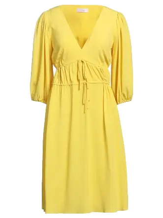 CLIPS MORE Crepe Midi Dress - Yellow