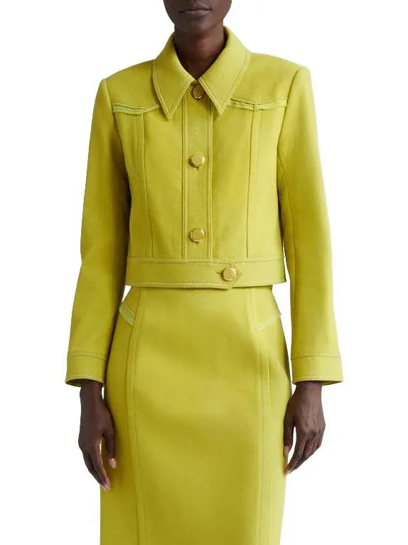 St. John Tailored Wool-blend Jacket - Chartreuse