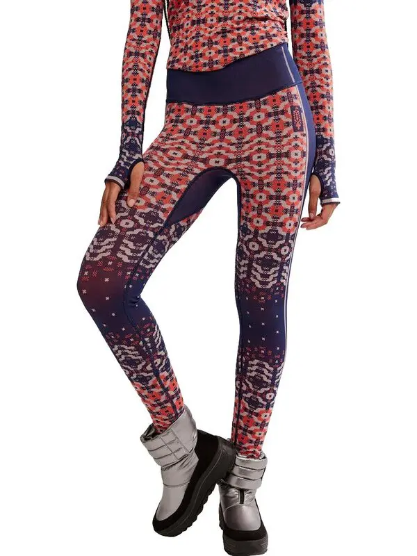 Free People Myoko Jacquard Leggings - Apres Navy Combo
