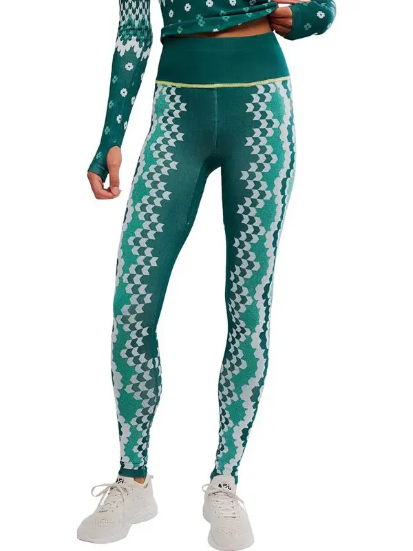 Free People Myoko Jacquard Leggings - Evergreen Isle Knit