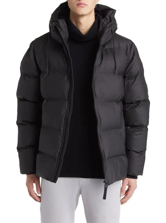 Rains Alta Waterproof Hooded Puffer Jacket - Black
