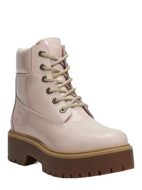 Timberland Stone Street 6-inch Waterproof Lace-up Leather Boots - Light Pink Patent Leather