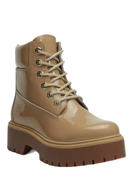 Timberland Stone Street 6-inch Waterproof Lace-up Leather Boots - Md Beige Patent Leather