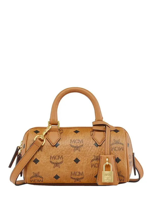 Mcm Ella Boston Bag In Visetos - Black