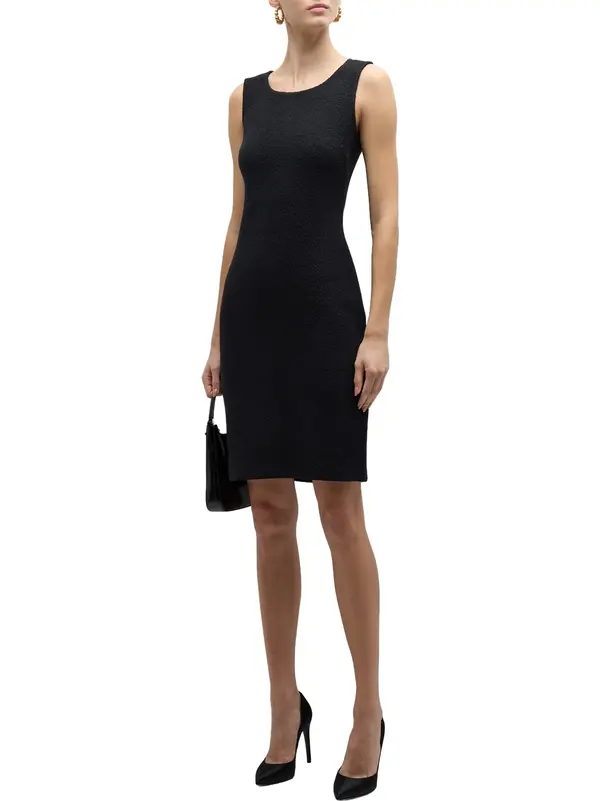 St. John Compact Boucle Knit Sleeveless Dress - Black