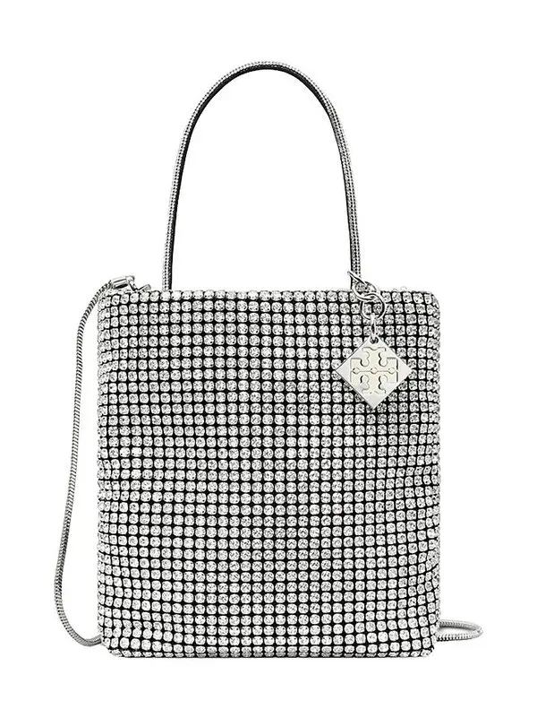 Tory Burch Night Owl Embellished Mini Tote - Silver