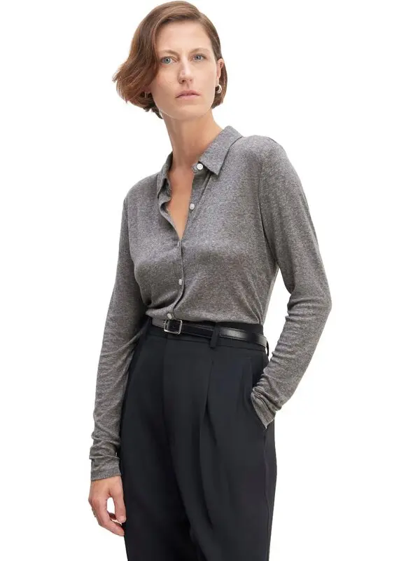 Everlane Butterluxe Wool Shirt - Heather Charcoal