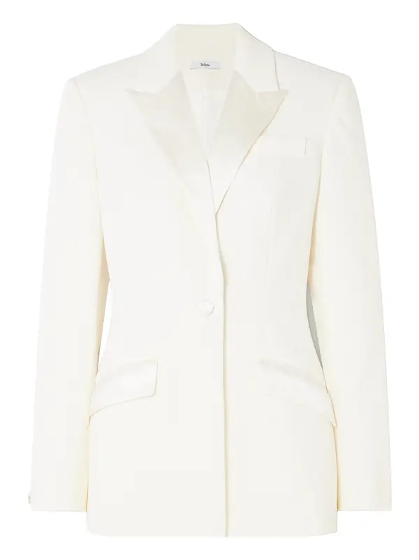 Safiyaa Arlene Satin-trimmed Stretch-crepe Blazer - White