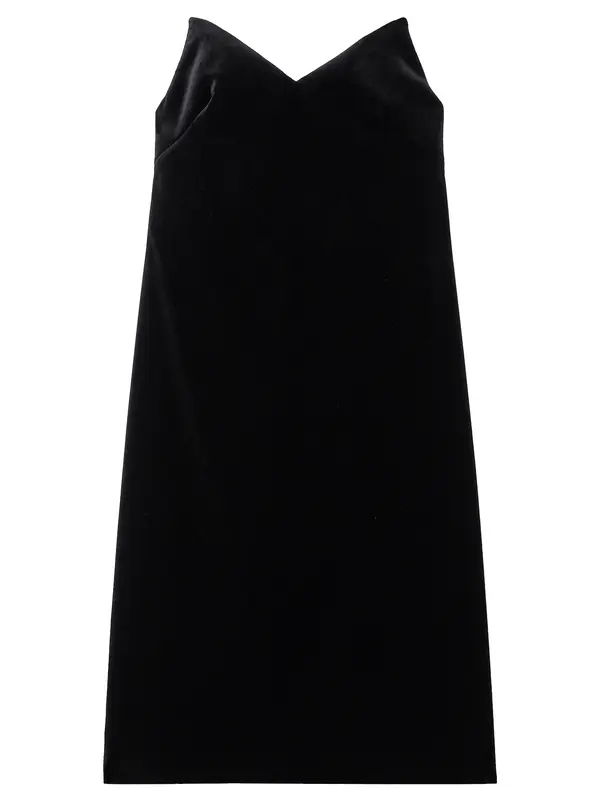 Loewe Cotton-blend Velvet Strapless Midi Dress - Black