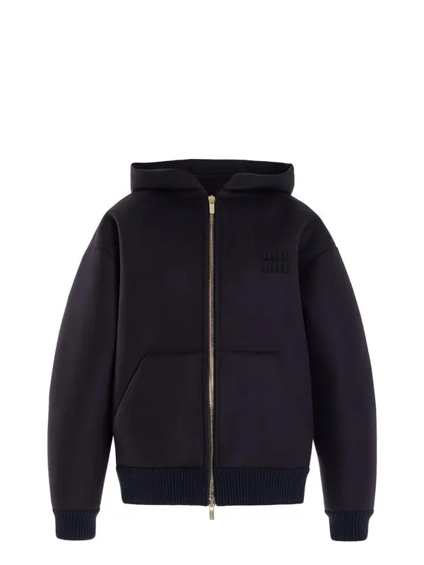 Miu Miu Padded Wool Hoodie - Navy