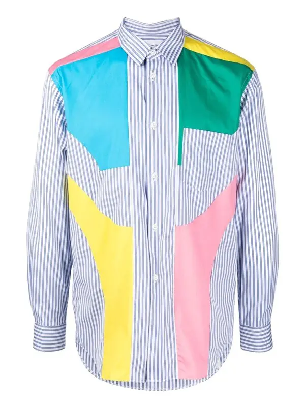 Comme Des Garçons Stripped Patchwork Cotton Shirt - Multicolour