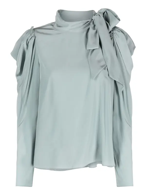 Ulla Johnson Gathered Tie-neck Blouse - Blue