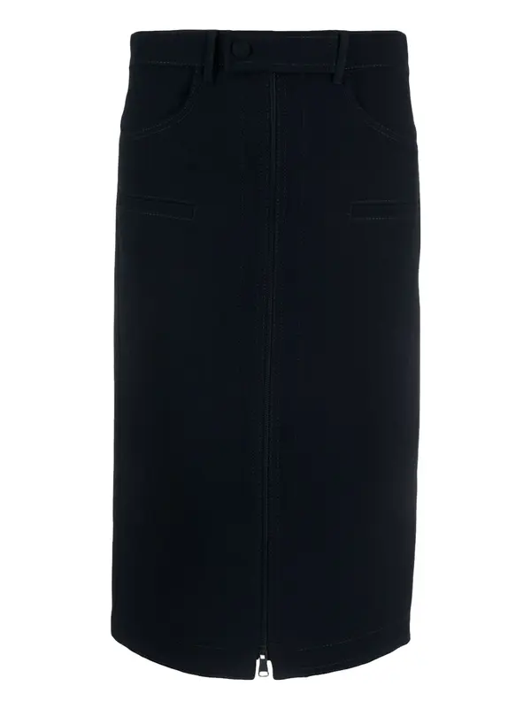 N°21 Zip-up Midi Pencil Skirt - Blue
