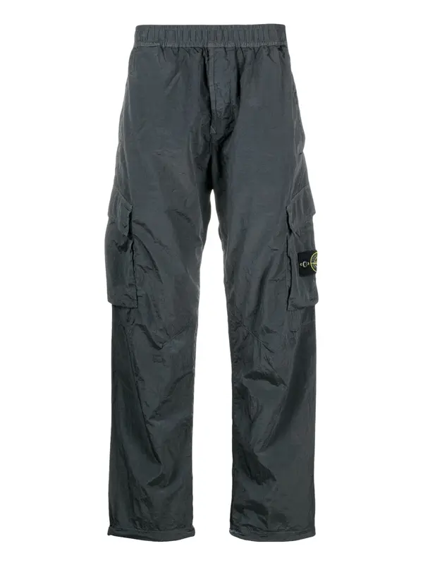 Stone Island Compass-motif Cargo Trousers - Grey