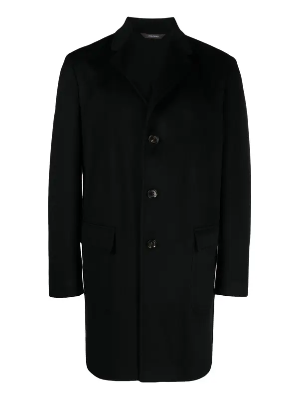 Colombo Notched-collar Single-breasted Coat - Black