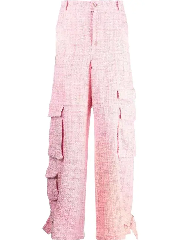 Gcds Ultracargo Tweed Wide-leg Trousers - Pink
