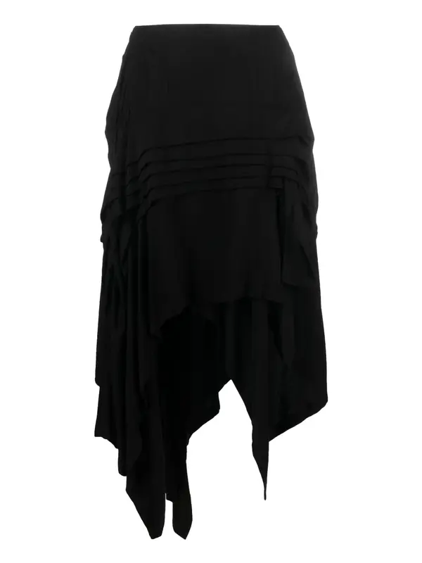 Yohji Yamamoto Asymmetric Wool-blend Midi Skirt - Black