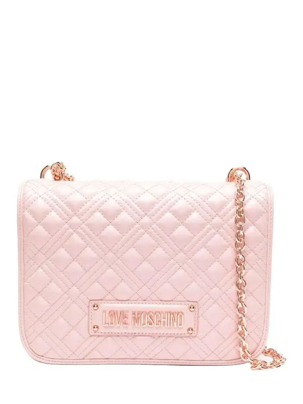 Moschino Quilted Shoulder Bag With Logo - Pink
