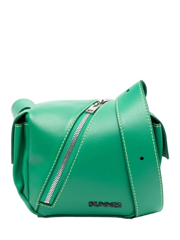 Sunnei Lacubetto Leather Shoulder Bag - Green
