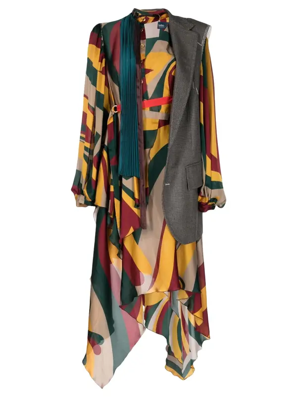 Kolor Layered Panels Midi Dress - Multicolour