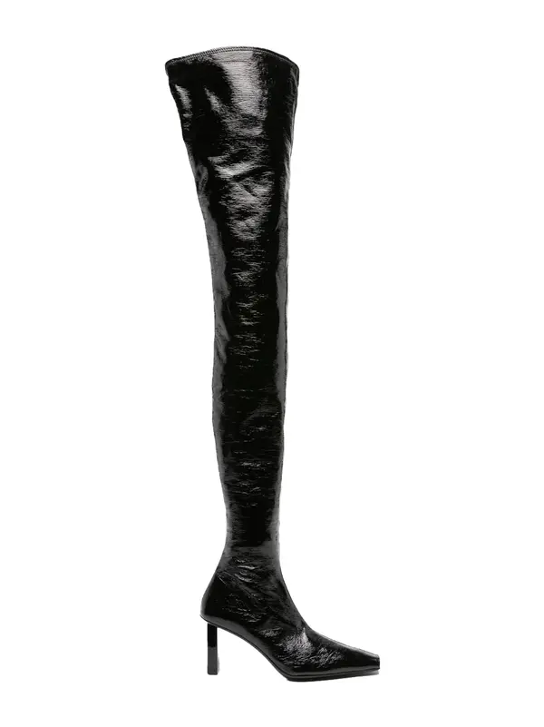COURREGES 85mm High-shine Thigh-length Boots - Black