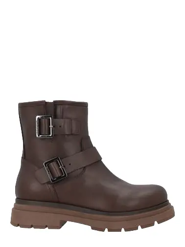 BALDININI Ankle Boots In Calfskin With Buckle And Zip - Brown