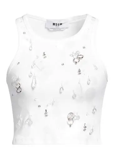 MSGM Appliquéd Crop Top - White