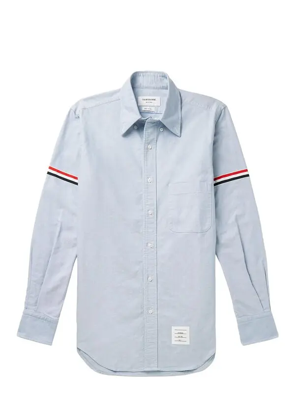 Thom Browne Button-down Collar Grosgrain-trimmed Cotton Oxford Shirt - Blue