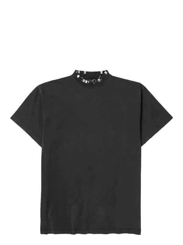 Balenciaga Oversized Embellished Cotton-jersey T-shirt - Black
