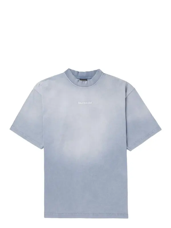 Balenciaga Logo-embroidered Cotton-jersey T-shirt - Blue