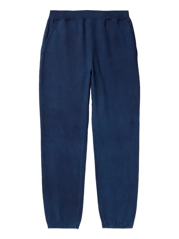 Blue Blue Japan Tapered Indigo-dyed Cotton-jersey Sweatpants - Blue