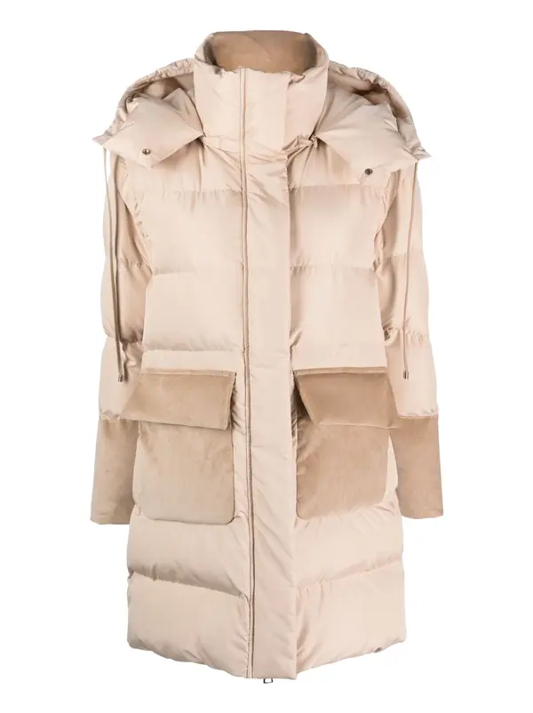 Lorena Antoniazzi Panelled Padded Coat - Neutrals