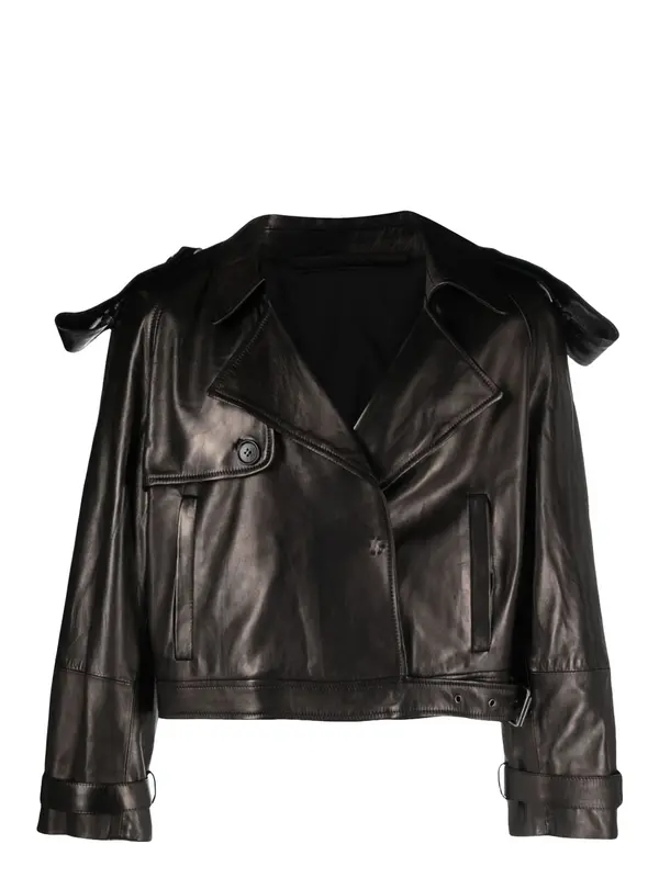 SALVATORE SANTORO Notched-lapels Leather Jacket - Black