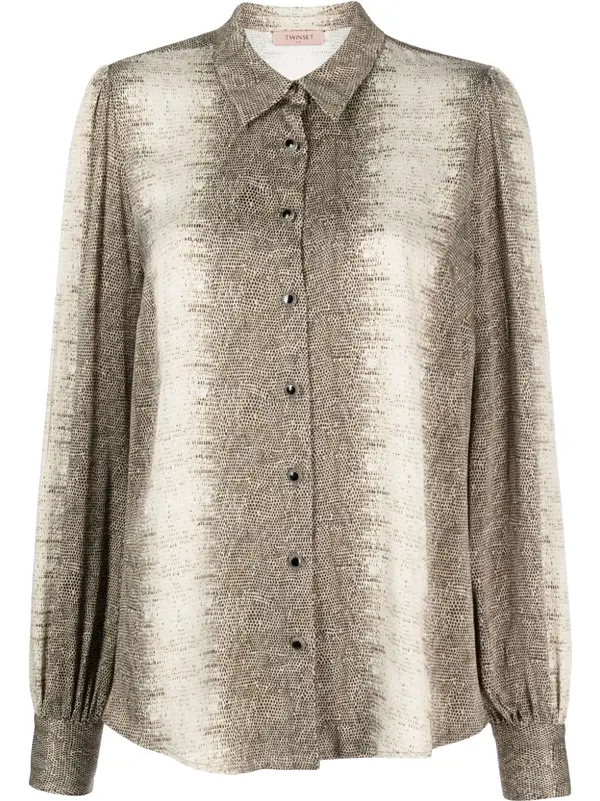 TWINSET Lizard Skin Effect Button-up Shirt - Neutrals