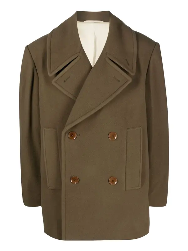 LEMAIRE Wool Oversized Pea Coat - Green
