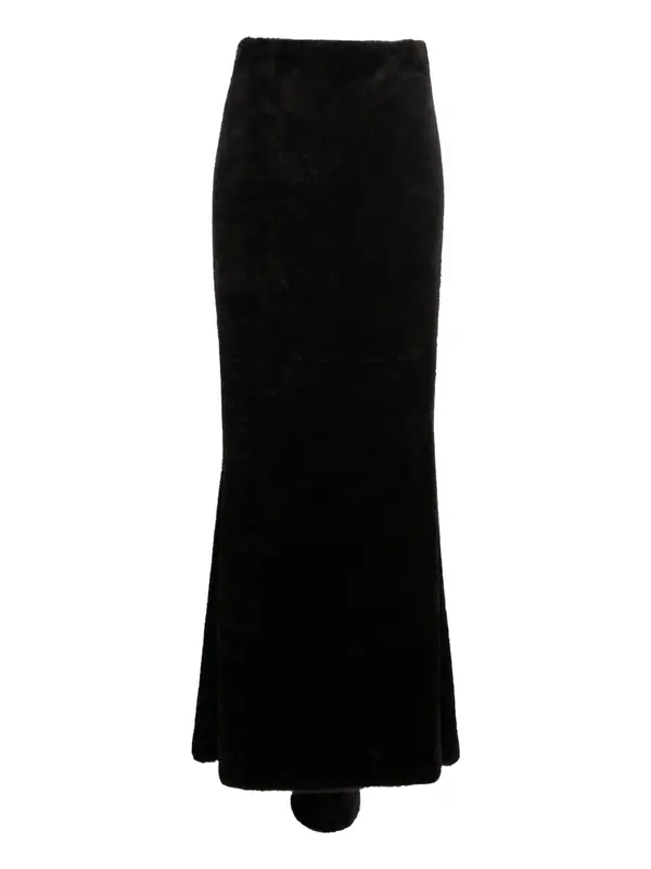 Andamane Faux-shearling Maxi Skirt - Black