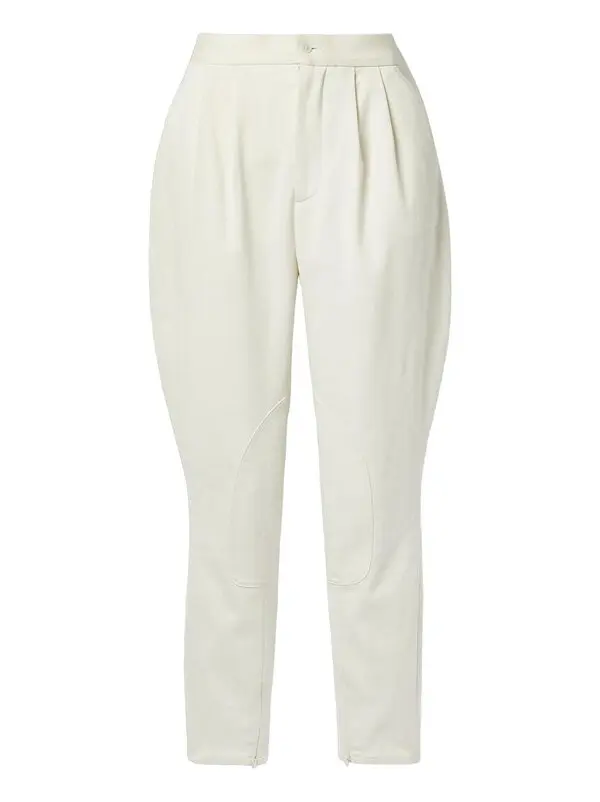 Ralph Lauren Pleated Tapered Cotton And Wool-blend Twill Trousers - Ivory