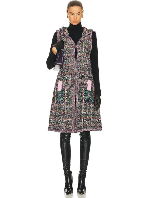 Chanel Tweed Hooded Knit Cardigan - Multi