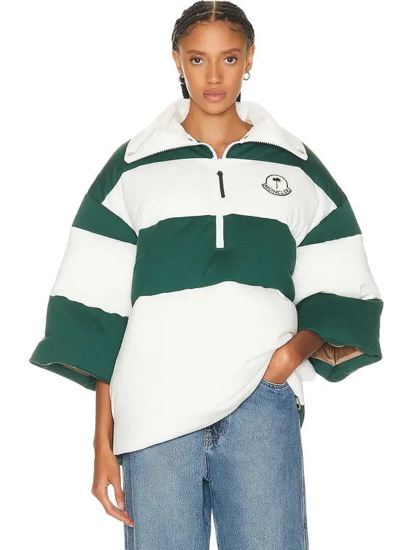 Moncler X Palm Angels Zip Up Cardigan - Green White Stripe